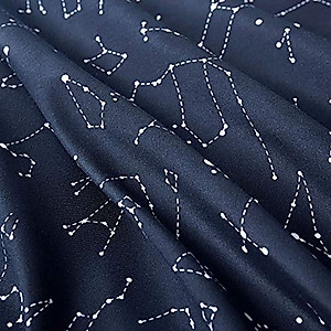 Wake In Cloud - Constellation Duvet Cover Set, Navy Blue with White Astronomy Galaxy Space Stars, Soft Microfiber Bedding (3pcs, Queen Size)