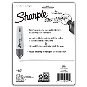 SHARPIE Clear View Highlighters, Chisel Tip, Assorted Colors, 4 Count