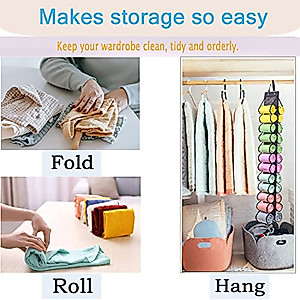 QXSMAHPLeggings Storage Organizer Hanging Organizer with 24 Compartments Double-Side Closet Organizer for Leggings T-Shirts Towels etc (Black)