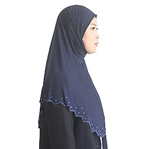 Modest Beauty Womens Muslim Amira Hijab Scarf Islamic Headscarf Long Shwals for Girls with Czech Drill