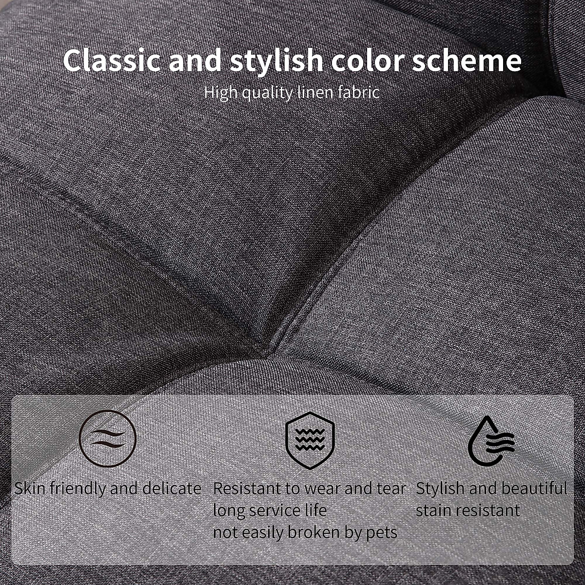 Vyfipt Futon Bed/Couch,Grey Polyester Memory Foam Small Splitback, Easy-Convert Backrests&Armrests,Stain-Resistant Fabric Sofas, 71x33x31.5
