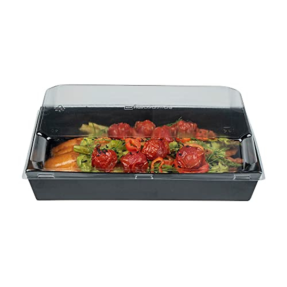 Restaurantware Matsuri Vision Rectangle Black Paper Medium Sushi Tray - 8" x 5" x 1 1/2" - 100 count box