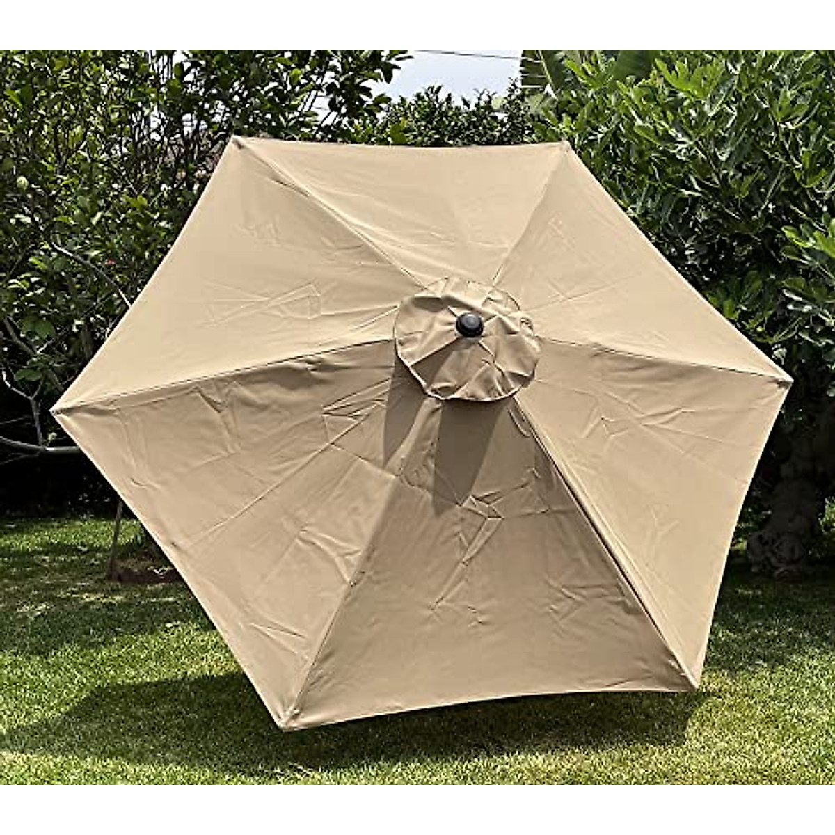 BELLRINO DECOR Replacement STRONG & THICK Umbrella Canopy for 9ft 6 Ribs (Canopy Only) (LIGHT COFFEE)