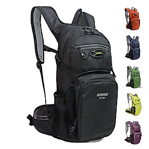 Lemuvlt Hiking Daypack Waterproof Biking Backpack 15L Capacity, Many Compartments Lightweight & Durable- Everyday Backpack for Skiing Skating Snowboarding Hiking Running MTB Cycling(Black)