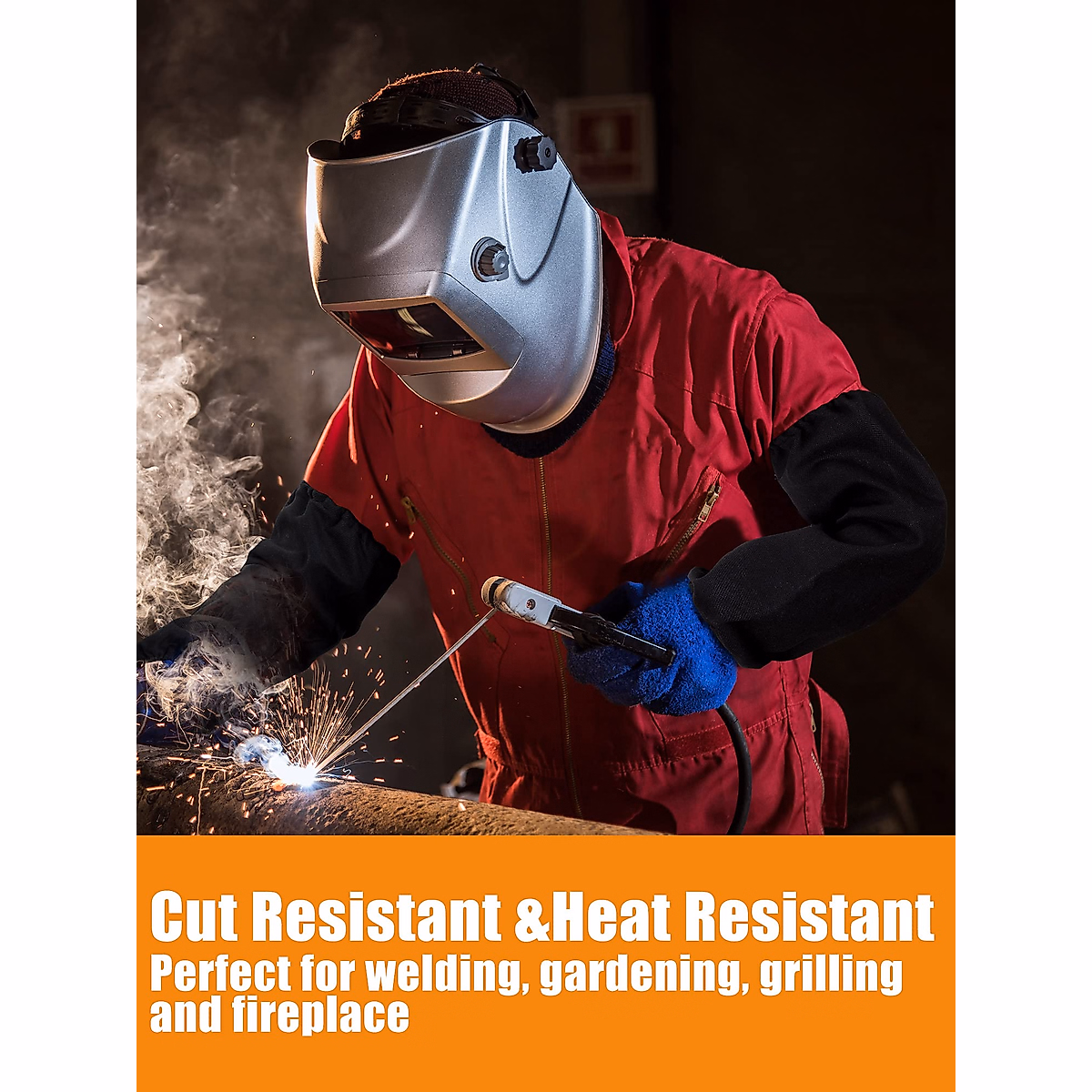 Zhanmai 4 Pairs 21 inches long Welding Sleeves, Heat and Flame Resistant Protective Cotton Canvas Sleeves, Welding Supplies Accessories Tools for Men Women, Black