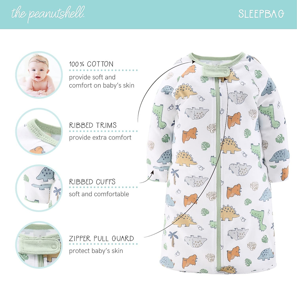 The Peanutshell Baby Layette Gift Set for Baby Boys - 23 Piece New Born Baby Boy Gift Set, Baby Clothes & Newborn Essentials Must Haves - Newborn Baby Boy Clothes 0-3 Months - Dinosaur