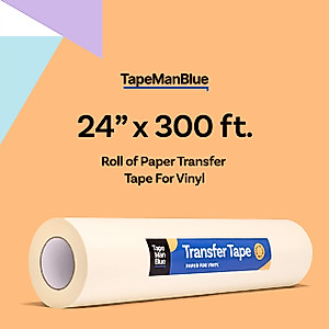 24 inch x 100 Yard Roll of Vinyl Transfer Tape Paper with Layflat Adhesive. Premium-Grade Application Tape for Vinyl Graphics and Sign Making. Made in The USA