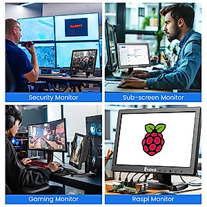 Eyoyo 10 inch Monitor HDMI LCD Monitor 1920x1200 16:10 IPS Screen Display with BNC VGA AV Output for CCTV DVD PC Laptop DVR Built-in Loudspeakers