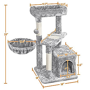 Topeakmart Cat Tree 33in Cat Tower Plush Cover with Condo, Platform & Basket for Indoor Kittens