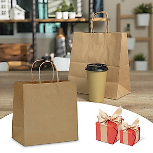 TOWRAP Brown Gift Bags With Handles 25Pcs 11 x 5.9 x 11 Inch Kraft paper Bags Bulk, Shopping Bags, Party Bags, Retail Bags, Merchandise Bags, Favor Bags