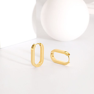 Follome Gold Paperclip Earrings for Women 18K Gold Oval Hoop Earrings Rectangle Hoop Earrings Square Hoops U Shape Link Hoops Earrings Chunky Hoop Earrings Trendy Jewelry Gift