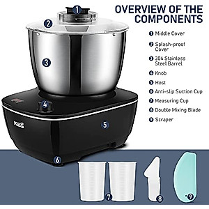 KBS 4Qt Large Stand Mixer, Double Mixing Blade with Fully Stainless Bowl,Dough Mixer Dough Maker with 180W High Speed & Pure Copper motor, 6 Useful accessories, Dishwash Safe