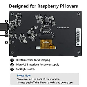 HAMTYSAN Raspberry Pi Screen, 7 Inch Portable Monitor External Display 800x480 IPS Screen Small HDMI Monitor for Raspberry Pi 400/4/3/2/Zero/B/B+ Jetson Nano Win11/10/8/7 (Non-Touch)