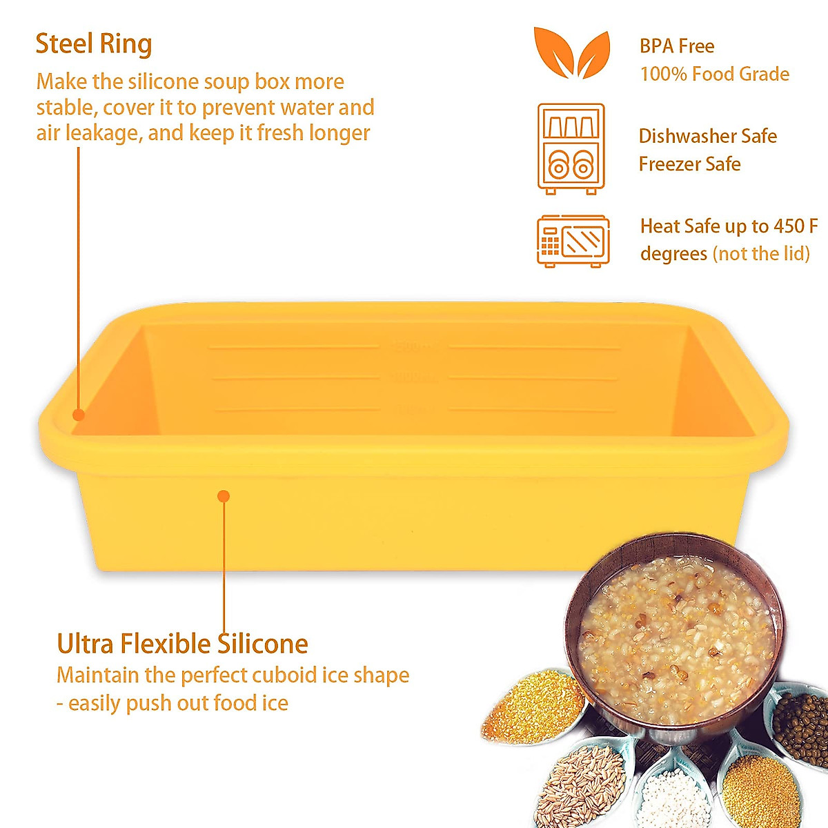 Bongpuda Silicone Freezer Trays with Lid, Extra Large Ice Cube Trays for Cold Plunge or Coolers, Reusable Ice Block Mold for Ice Bath Chiller, Cupcake Mold, Sauce - 1 Portion (2/4/6 Cup)
