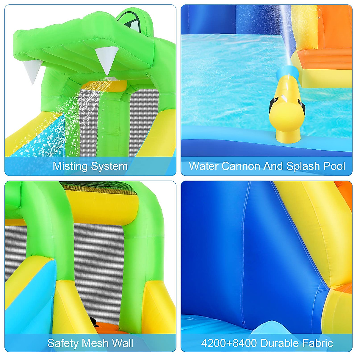WHUBEFY Inflatable Water Slide,7 in 1 Kids Water Slides with Blower,Water Bounce House Water Park for Kids Backyard,Waterslide Splash Pool,Water Gun,Climbing Wall,Bounce Water Slide for Wet and Dry