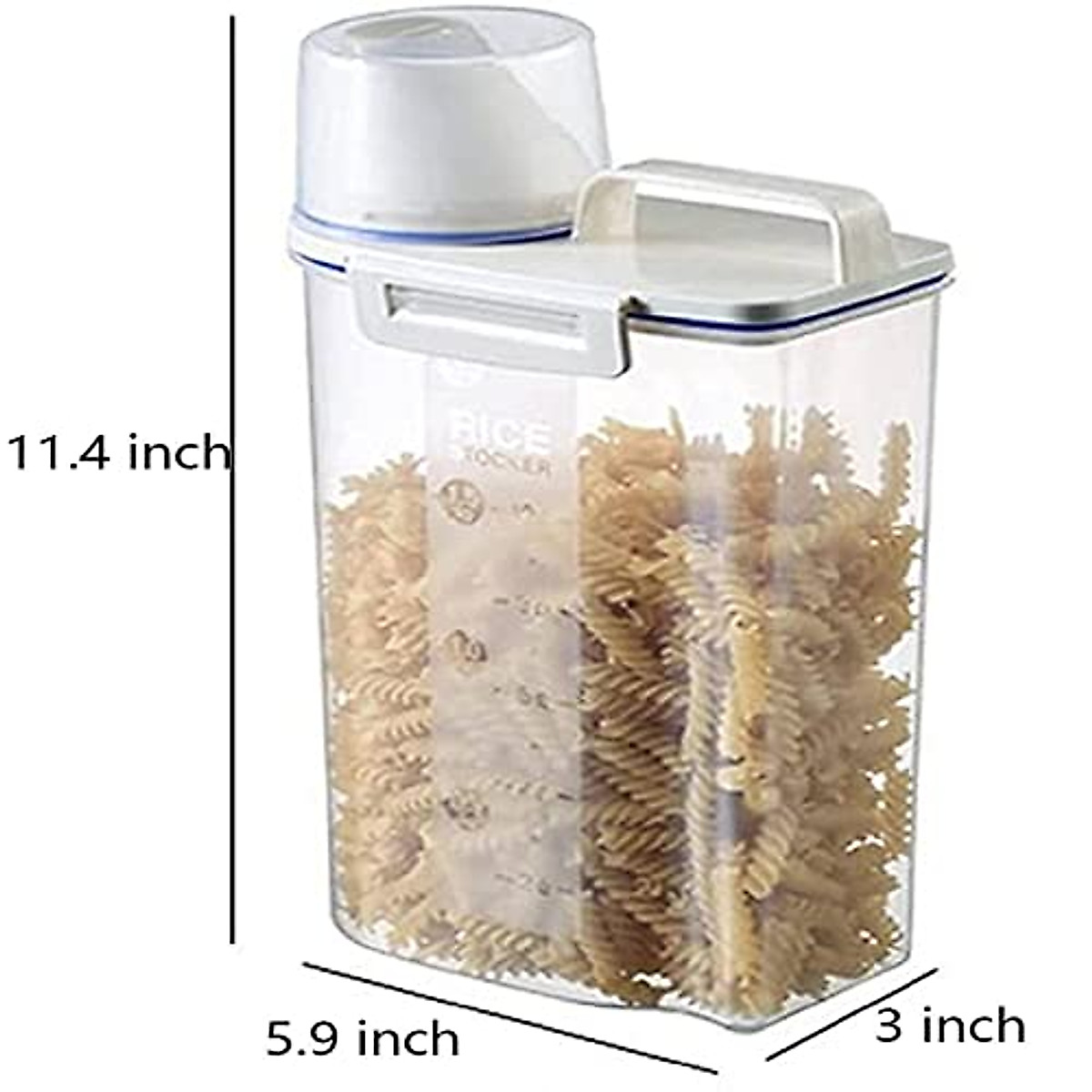 MBETA Cereal Container Storage Bucket,Household Food Container Cereal Storage Box With Airtight Design Measuring Cup Pouring Spout,For Oatmeal,Cereal,Muesli,Noodles,Flour Storage.