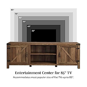 Walker Edison Georgetown Modern Farmhouse Double Barn Door TV Stand for TVs up to 80 Inches, 70 Inch, Rustic Oak, Without Fireplace, 15.75 x 70 x 24 inches