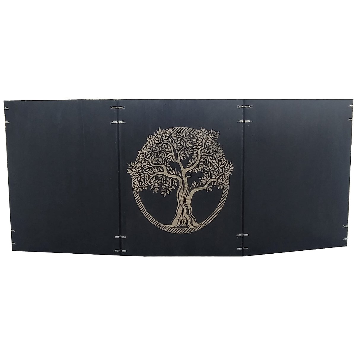 DND Dungeon Master Screen Engraved Maple Wood Three-Panel DM Screen with Initiative Tracker Slot for D&D and RPGs (Tree of Life), Black