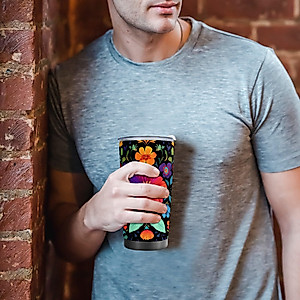 QWEUIOP 20oz Insulated Travel Coffee Mug Colorful Mexican Bird Flower Pattern Stainless Steel Tumbler with Lid Double Wall Vacuum Coffee Cup For Hot and Cold Drinks14111