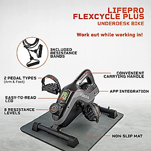 LifePro Under Desk Bike Pedal Exerciser, Arm and Leg Mini Exercise Bike Stationary Bike Pedals, Perfect Desk Exercise Equipment, for Seniors Adults and Teens - Foot Pedal Exerciser and Desk Workout