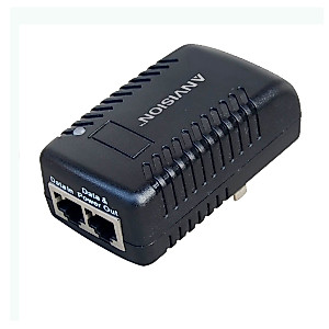 ANVISION 48V 0.5A PoE Injector Power Supply Ethernet Adapter with Wall Plug, IEEE 802.3af Compliant, 10/100Mbps, for IP Camera Voip Phones AP and More