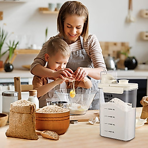 QEOSSKGI Airtight Dry Food Storage Containers, 6LBS Rice Storage Bin Cereal Containers Dispenser with Pourable Spout, BPA Free Plastic Storage Bin Dispenser for Oatmeal, Grain, Cereal, Pasta, Flour