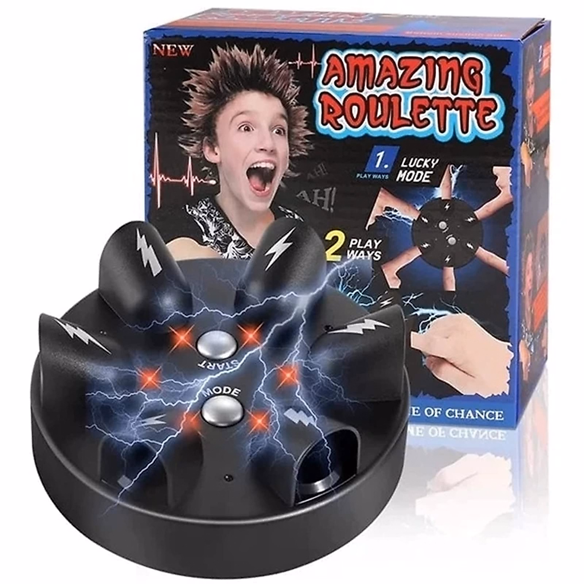 Shock Roulette Party Game - Electric Finger Lie Detector, Test Shock Finger Game, Lucky Electric Shock Six-Finger Heartbeat Lie Detector, The Cogs of Fate Party Shot Drinking Game (1 pc)