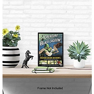 Creature From the Black Lagoon - 8x10 Vintage Hollywood Horror Movie Poster Wall Art Print - Creepy Classic Scary Movie Home Decor Picture for Man Cave, Boys Bedroom, Teens Room - Gift for Men