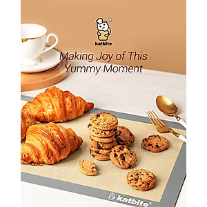Silicone Baking Mat, Katbite Large Baking Mat Set of 3-2 Half Sheets Mats (11 5/8" x 16 1/2") + 1 Quarter Baking Sheets, Reusable & Nonstick Bakeware Mats for Cookies, Macarons, Bread and Pastry