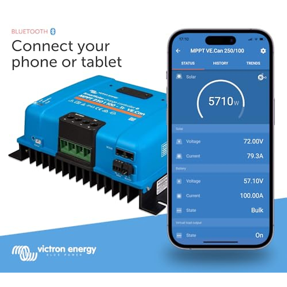 Victron Energy SmartSolar MPPT TR VE.Can 250V 100 amp 12/24/36/48-Volt Solar Charge Controller (Bluetooth)