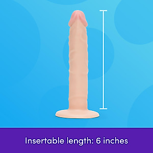 Lovehoney Lifelike Lover Anal Dildo - 6 Inch Realistic Dildo for Men, Women and Couples - Firm Slimline with Suction Cup - Beginner Adult Sex Toy - Waterproof - Flesh Pink