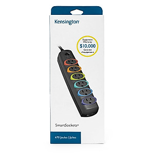 Kensington SmartSockets 6-Outlet, 6-Foot Cord, & 670 Joules Basic Surge Protector (K62146NA)