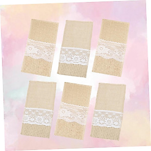 TIDTALEO Wedding Tableware Burlap christmas flatware holders christmas gifts bag nativity Christmas tableware holder santa claus cutlery bag wedding décor lace trim bag pocket