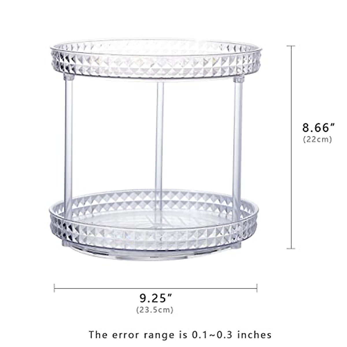 ROWNYEON Rotating Makeup Organizer 2 Tier skincare organizers Bathroom Organizer Perfume Organizer Spinning Cosmetics Organizer for Vanity，Cabinets, Pantry, Fridge, Countertops，Kitchen