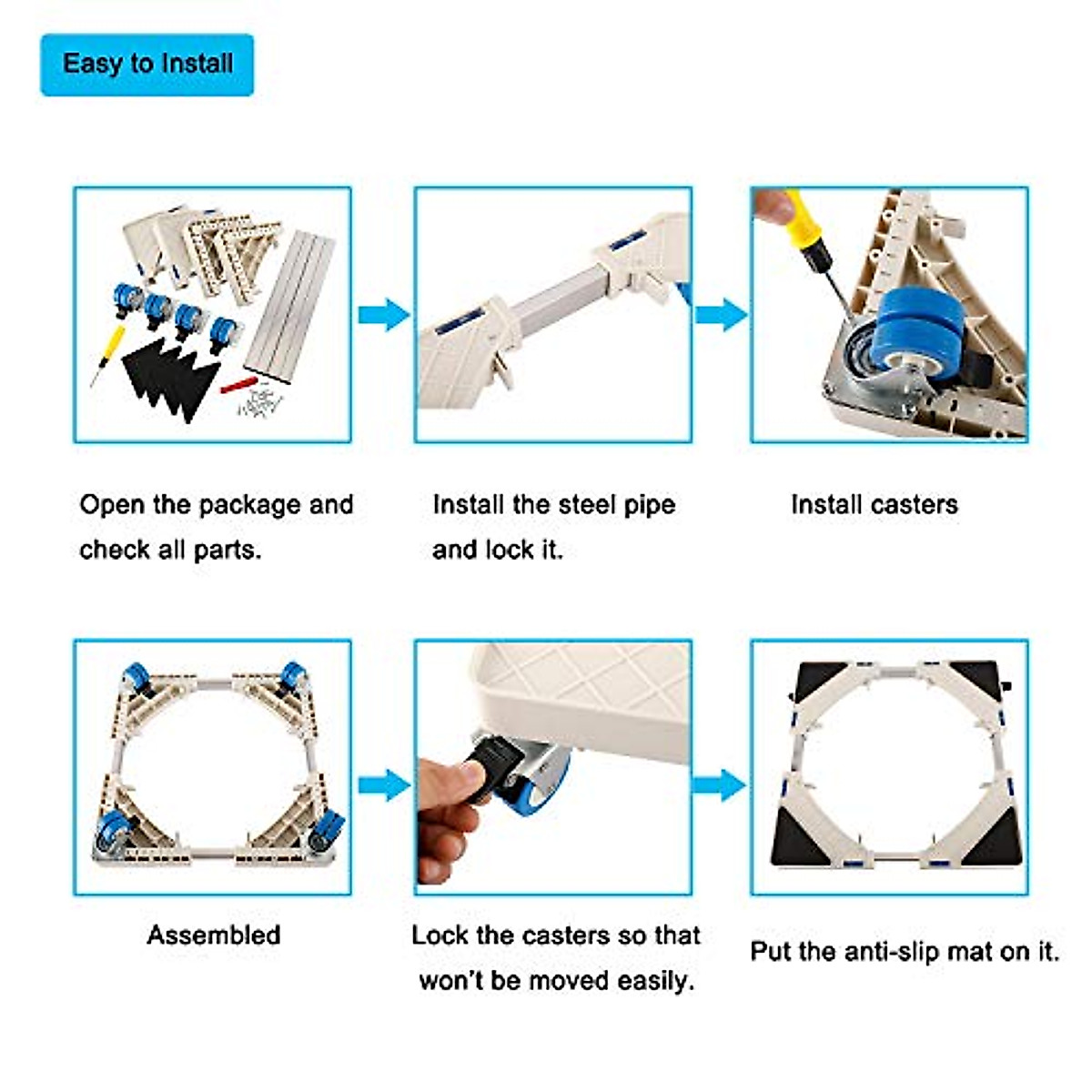 Artilife Multi-Functional Furniture Dolly Roller Base Adjustable Removable Base Refrigerator Stand for Washing Machine Refrigerator and Dryer