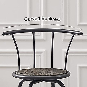 VECELO Bar Stools Set of 2 with Back Metal Barstools Tall Chair for Indoor Outdoor Pub Kitchen, Height 27.3 Inch, Industrial Steel Frame, Easy Assembly, Grey