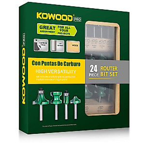 KOWOOD Pro Router Bits Sets of 24Z Pieces 1/4 Inch Shank, Professional Woodworking Tools