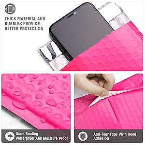 Metronic 4x8 Inch Bubble Mailer 50 Pack, Pink Bubble Mailers, Waterproof Self Seal Adhesive Shipping Bags, Cushioning Padded Envelopes for Shipping, Mailing, Packaging, Bulk #000