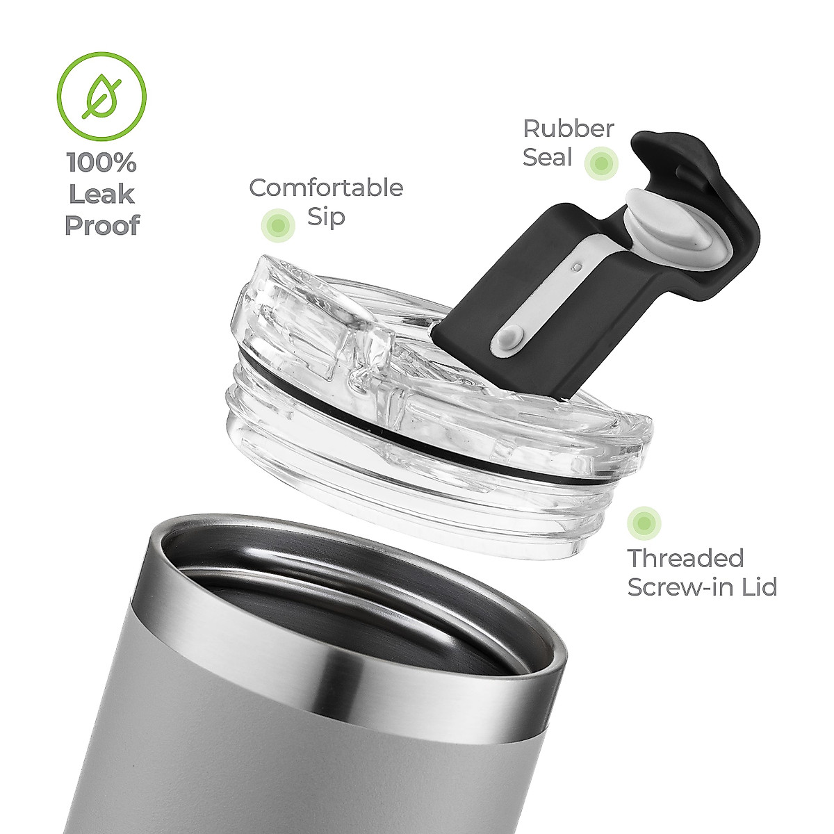 SIPX™ Triple-Insulated Tumblers - 18 Oz. Slim Modern Tumbler With Lid, insulated Cup Keeps Hot For 12 Hours, Stainless Steel Tumbler Made Of Sustainable Material, Coffee Travel Mug (Grey)