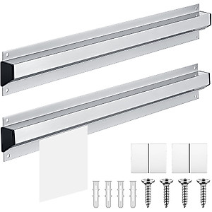 Henoyso 2 Pieces Restaurant Ticket Holder Receipt Holder Aluminum Order Rack Ticket Rack Silver Kitchen Slide Check Rack for Office Cafes Pubs (16 Inch)