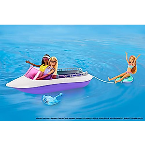 Barbie Mermaid Power Playset with 2 Dolls & 18-inch Floating Boat with See-Through Bottom, 4 Seats & Accessories, Toy for 3 Year Olds & Up