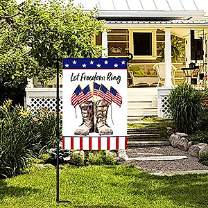 Patriotic Stripes Star Freedom American Garden Flag Welcome Garden Flag 12×18 Inch Double Sided 4th of July Independence Day Memorial Day Yard Outdoor Decor (Freedom Boot)