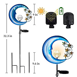 Solar Outdoor Lights Garden Decor - Waterproof Moon Decor Solar Powered Patio Decor Pathway Landscape, Garden Stakes Decorative Solar Lights
