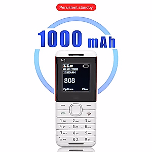Unlocked Cell Phone for Seniors, 1000mAh Dual SIM Mobile Phone Big Button Cell Phone with Charging Cable and Lanyard, Mini Phone for Elderly Kids