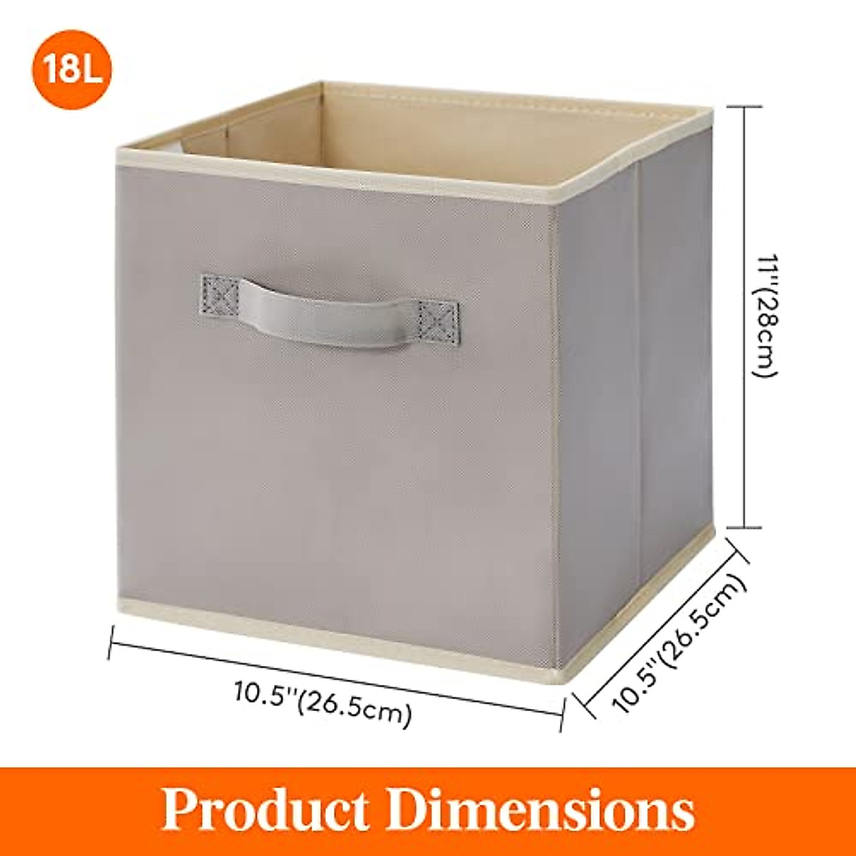 Lifewit 6 Pack 18L Storage Cubes (Light Grey), Bundle with 3 Pack 20L Storage Baskets (Grey)