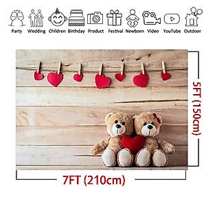 LYWYGG 7X5FT Valentine's Day Backdrops Mother's Day Decoration for Photography Valentines Party Banner Backgrounds Mom Photo Backgrounds Wooden Wall Photography Backdrops for Child CP-129