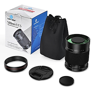 Lightdow 500mm f/7.5 Telephoto Reflex Mirror Lens for Canon EOS Rebel T1i T2i T3 T3i T4i T5 T5i T6 T7 T6i T6s T7i SL1 SL2 30D 40D 50D 60D 70D 77D 80D 1D 5D III IV 5Ds 6D 7D Mark II SLR Digital Cameras