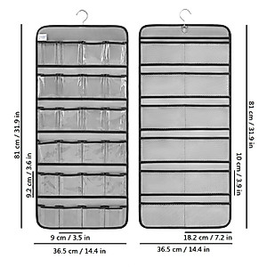 ANIZER Dual-sided Hanging Baby Shoes Organizer Closet Toddler Shoe Storage Holder for Kids Bow Socks Underwear (GREY)