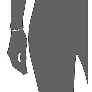 WDSHOW Sideways Cross Bracelet Cuff Bangle Stainless Steel Silver-Tone