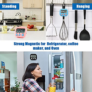 4 Set Digital Kitchen Timer Magnetic Backing Stand, Timers for Baking, Kitchen, Study, Exercise Training, Count up&Count Down Clock Loud Alarm(Include Battery)